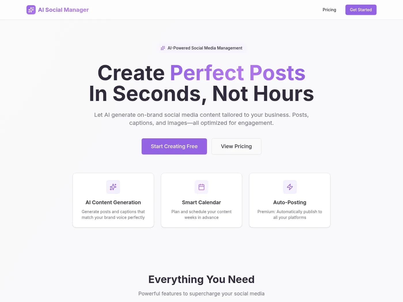 AI-Powered Social Media Content Manager SaaS