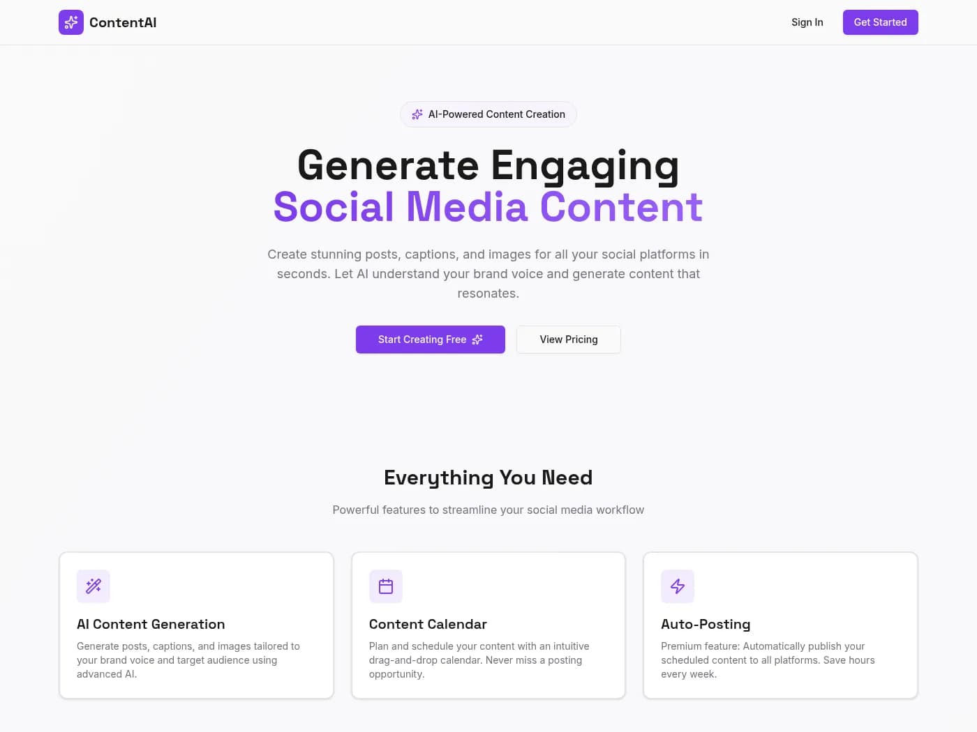 AI Social Media Content Manager SaaS