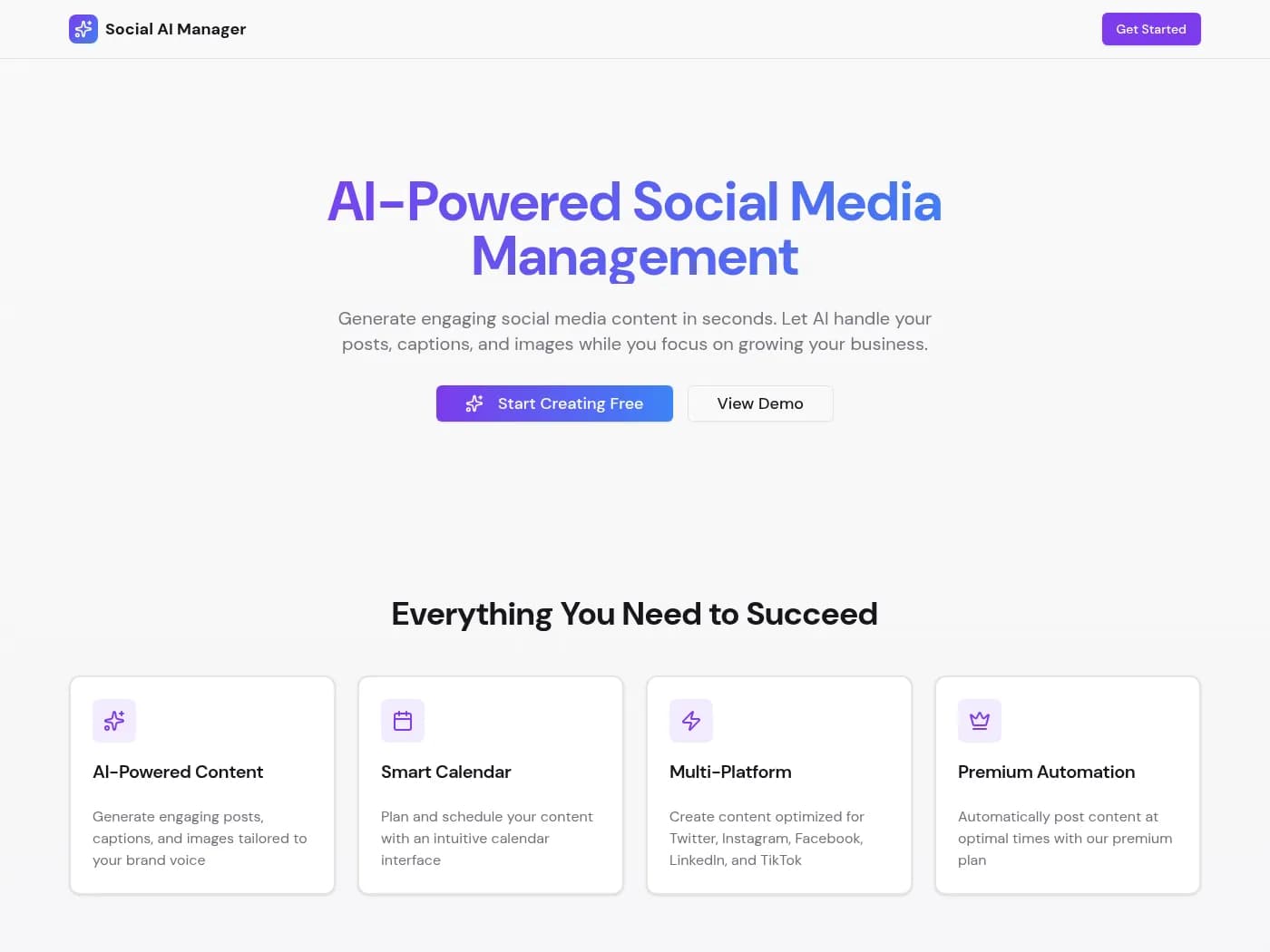 AI Social Media Manager SaaS