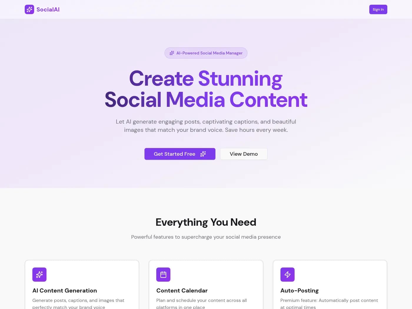 AI Social Media Manager SaaS Platform