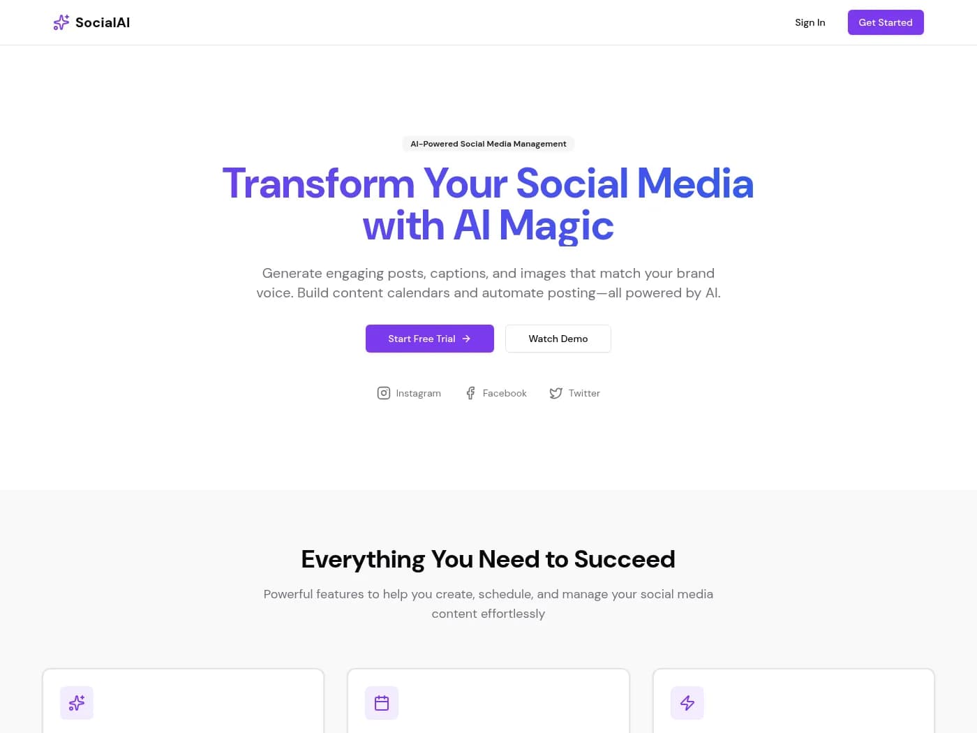 AI Social Media Manager SaaS