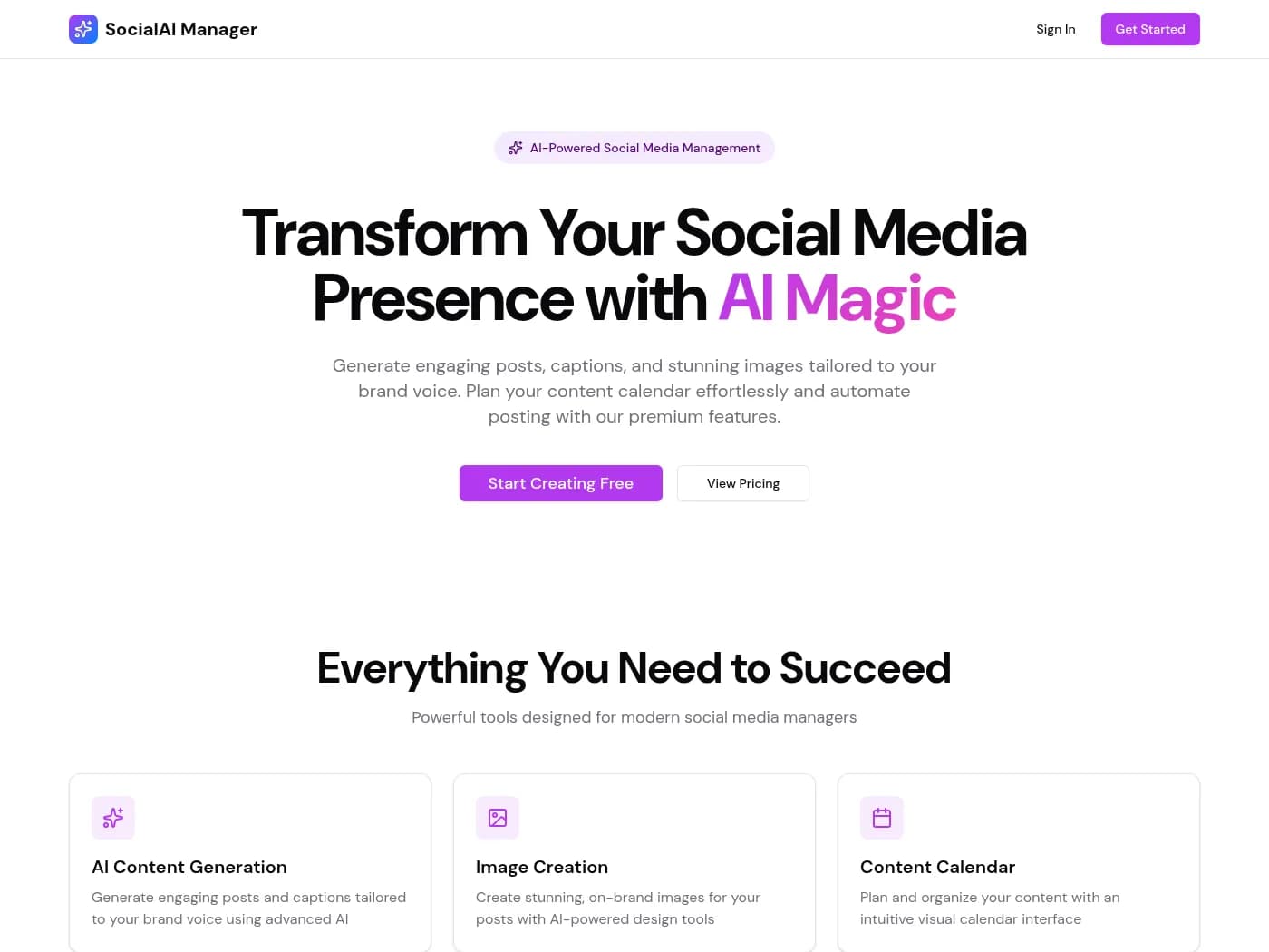 AI Social Media Manager SaaS Platform