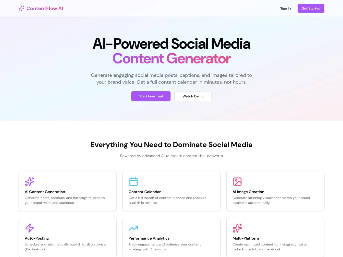AI Social Media Manager & Content Generator SaaS