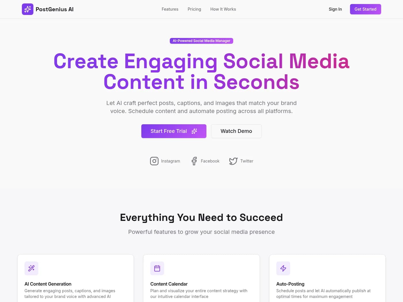 AI Social Media Manager SaaS