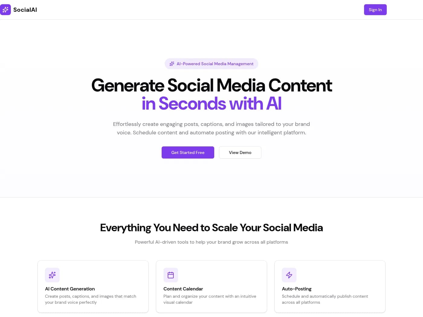 AI-Powered Social Media Manager SaaS
