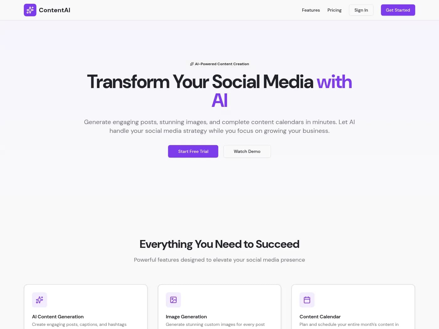 AI Social Media Manager & Content Generator SaaS