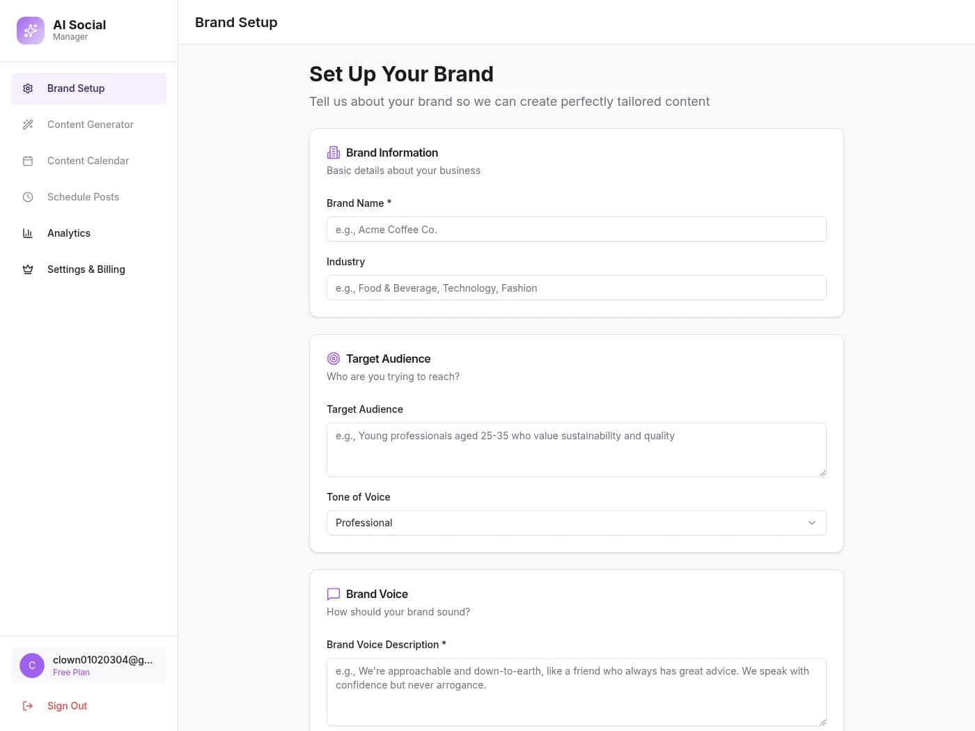AI Social Media Manager SaaS