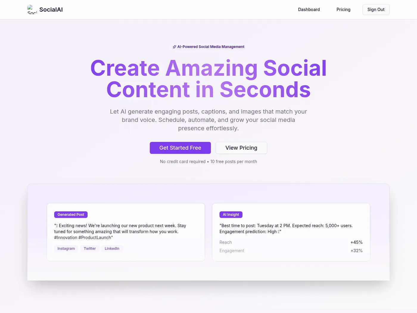AI Social Media Manager SaaS