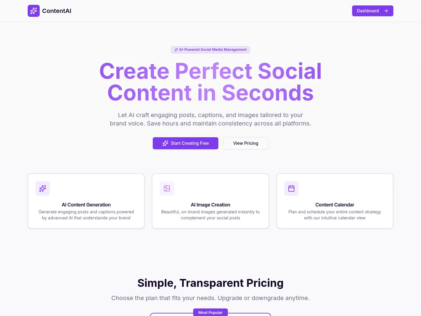 AI Social Media Manager & Content Generator SaaS