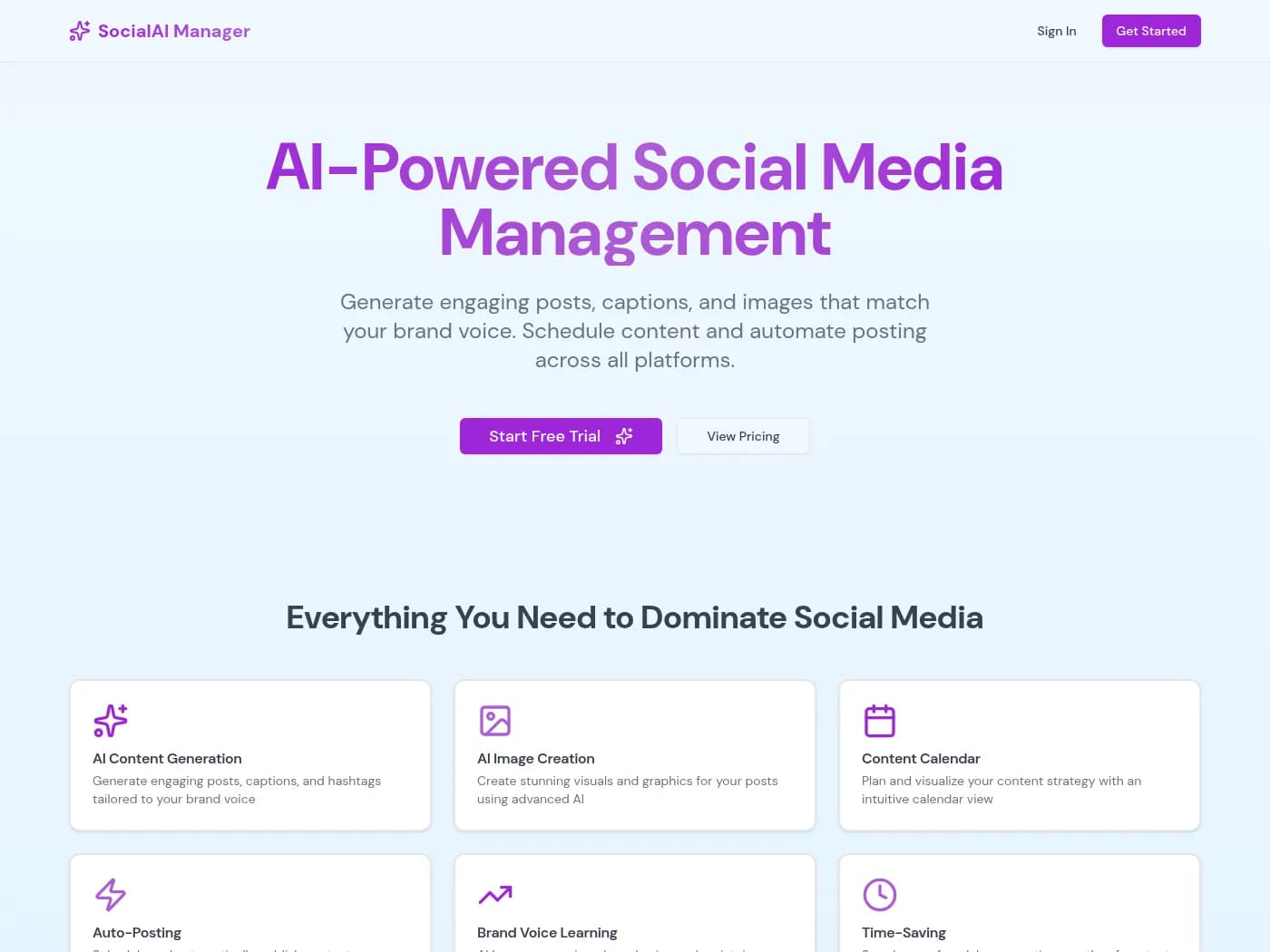 AI Social Media Content Manager SaaS