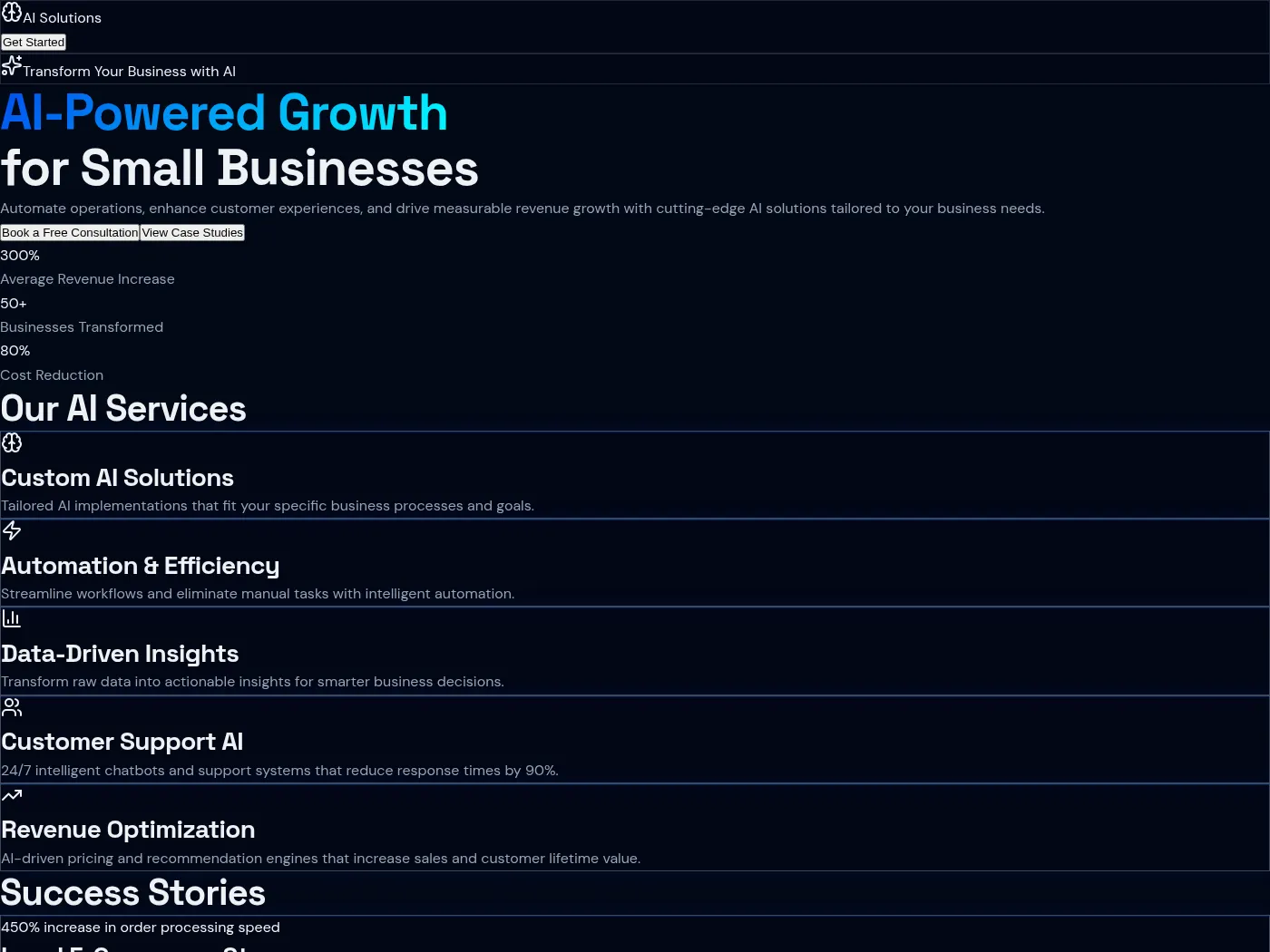 AI Solutions Landing Page for Small Business Growth