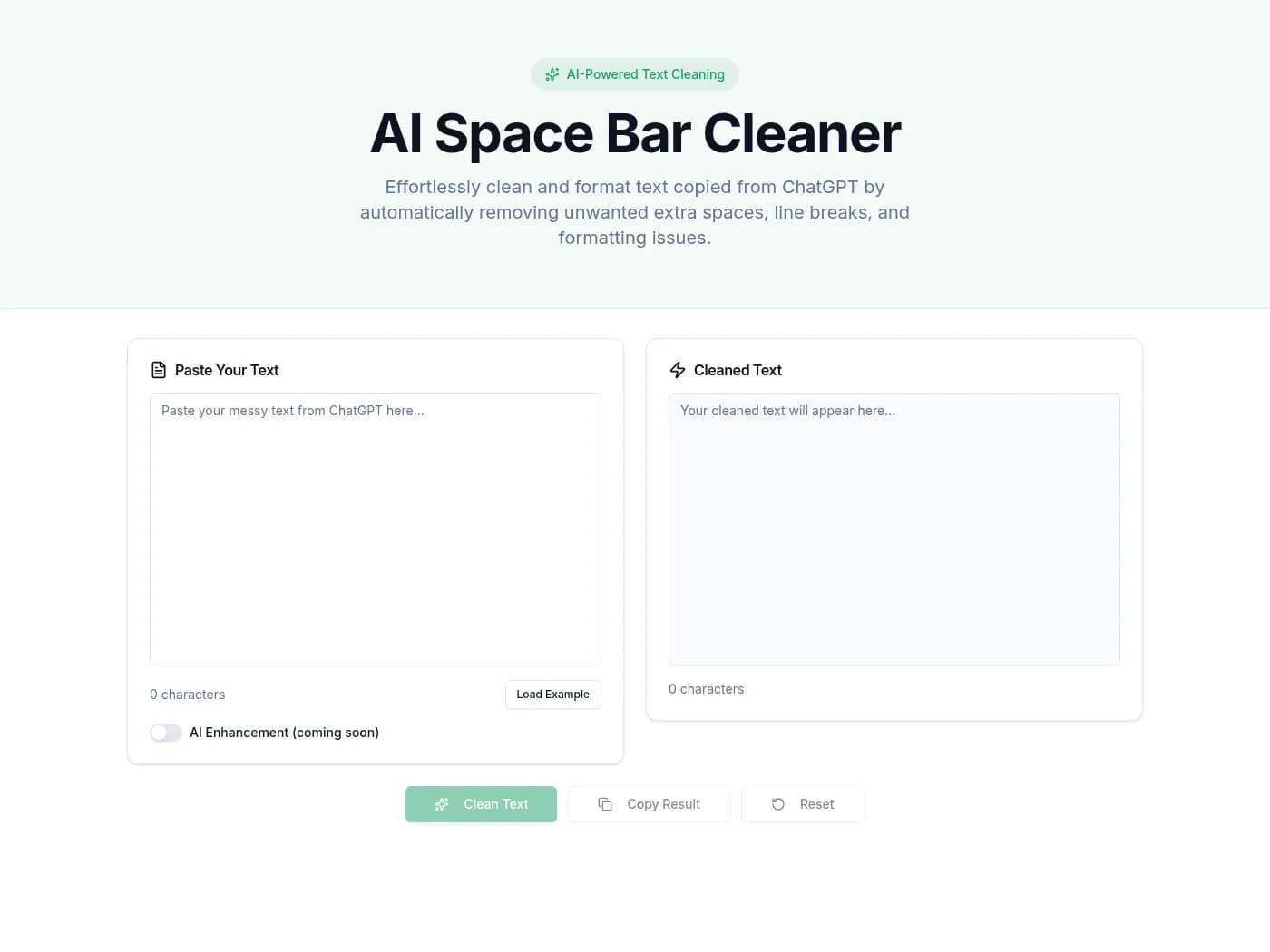 AI Space Bar App Cleaner for ChatGPT Text