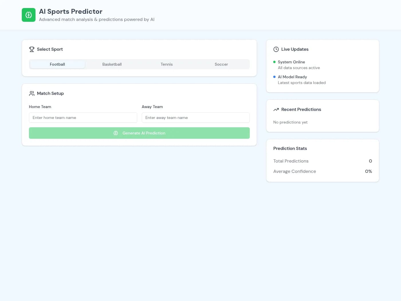 AI Sports Match Predictor & Insights