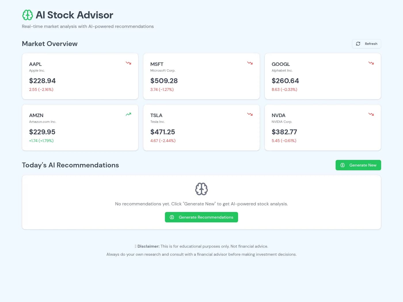 AI Stock Advisor for Personal Website