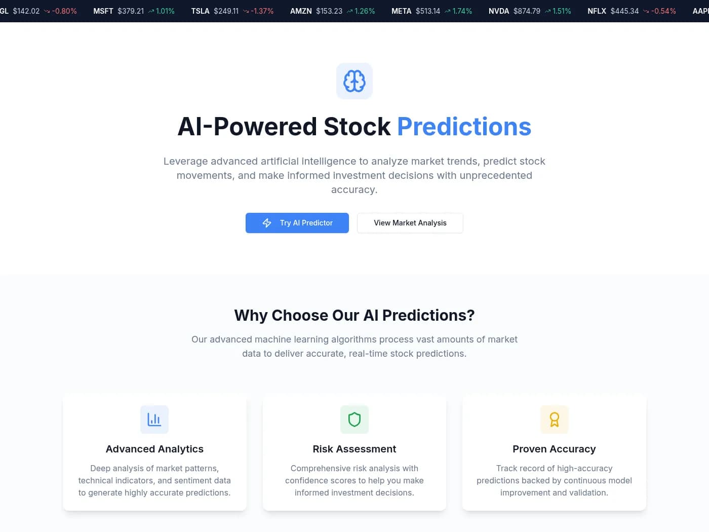 AI Stock Predictor Website