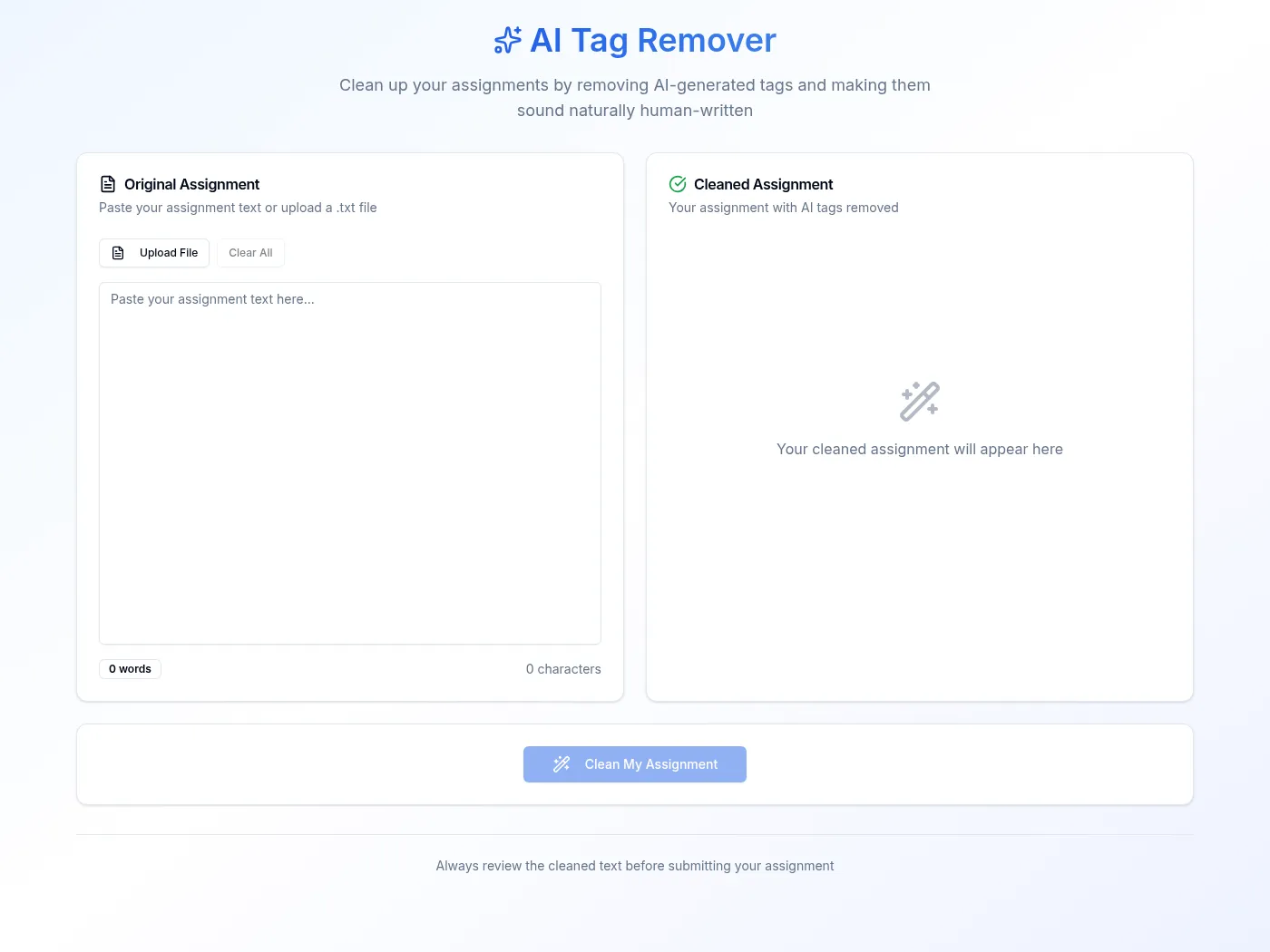 AI Tag Remover for Assignments