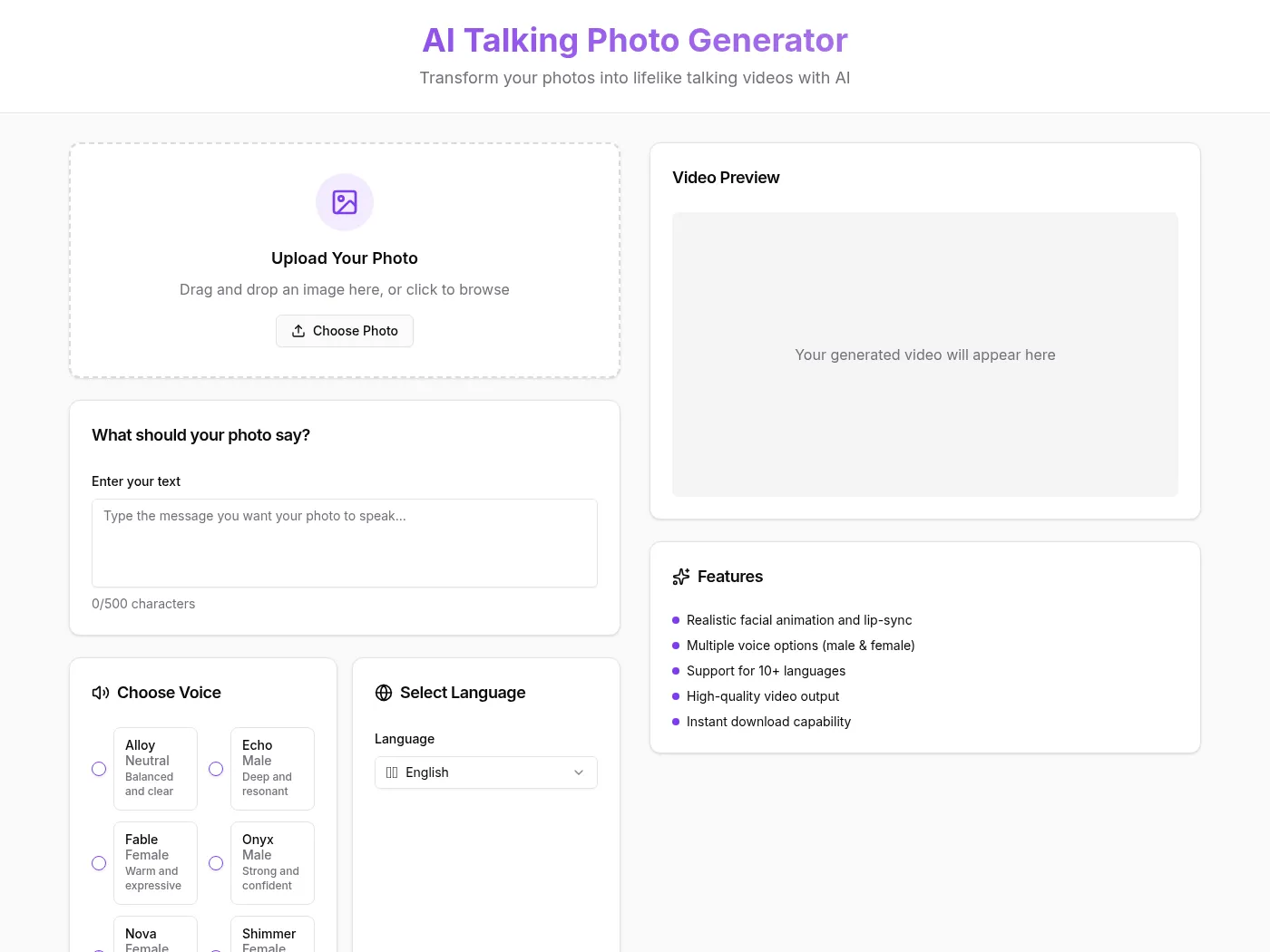 AI-Powered Talking Photo Video Generator