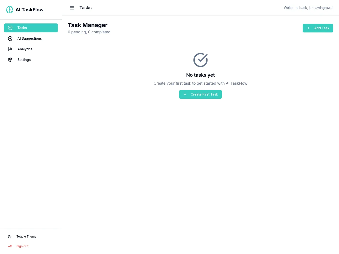 AI TaskFlow - Intelligent AI-Powered Task Manager Web App