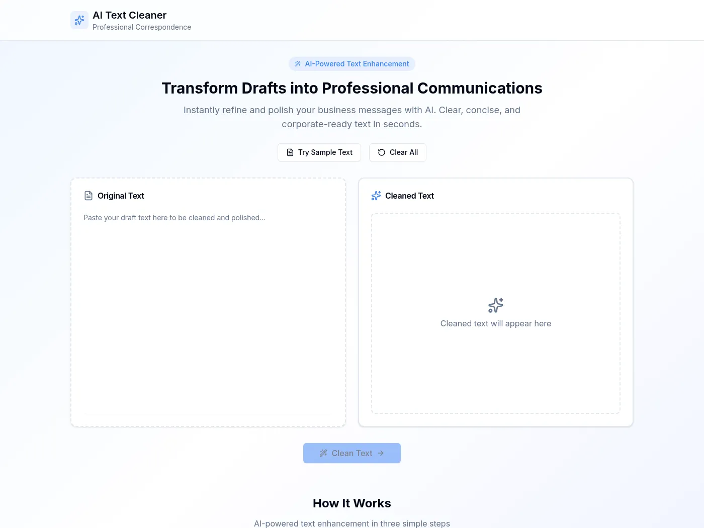 AI Text Cleaner for Professional Correspondence