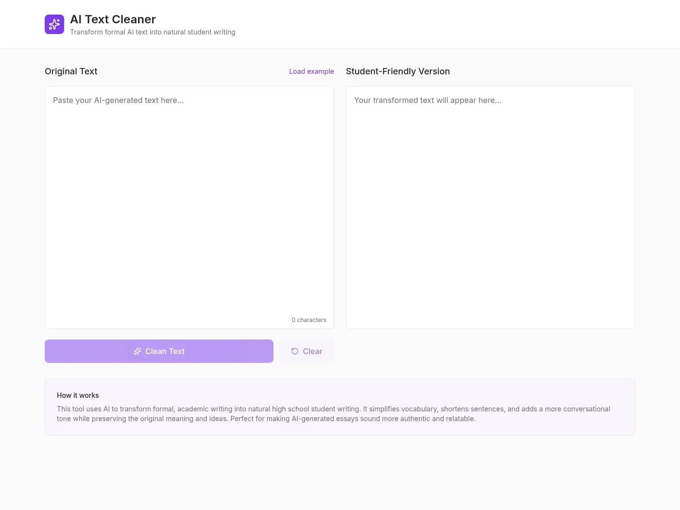 AI Text Cleaner for Student Essays