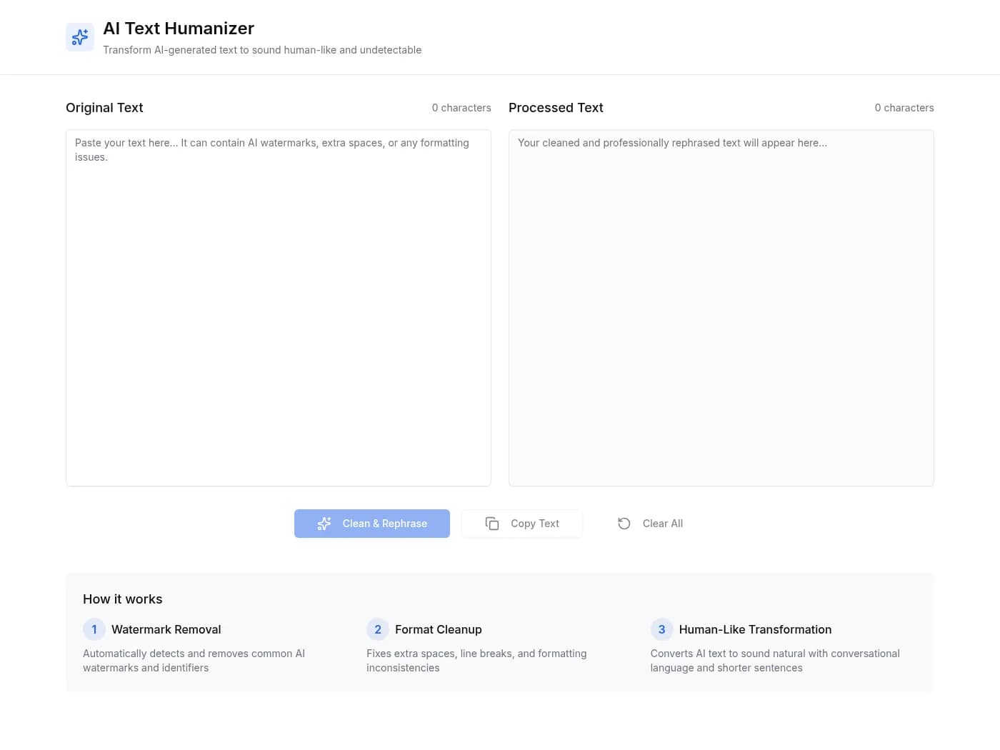AI Text Clean-Up & Professional Rephraser