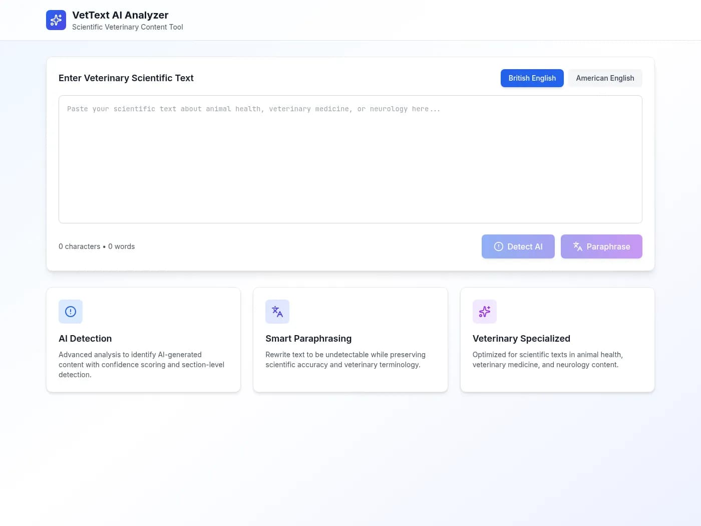 AI Text Detector and Paraphraser for Scientific Veterinary Content