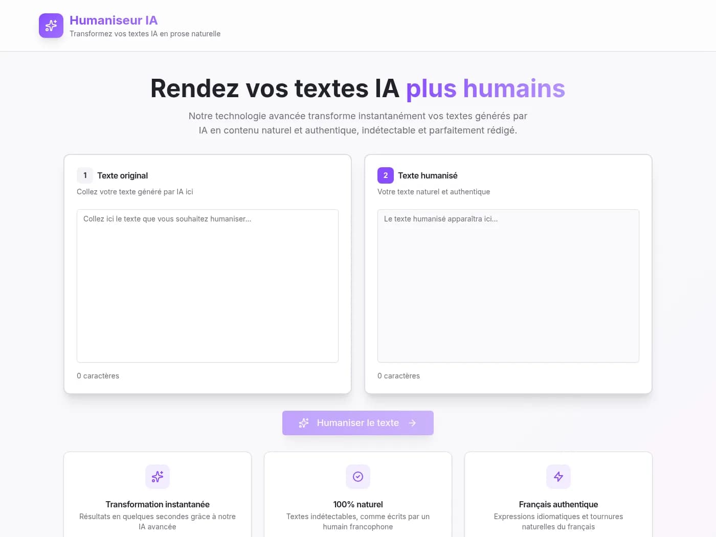 AI Text Humanizer Francophone Edition