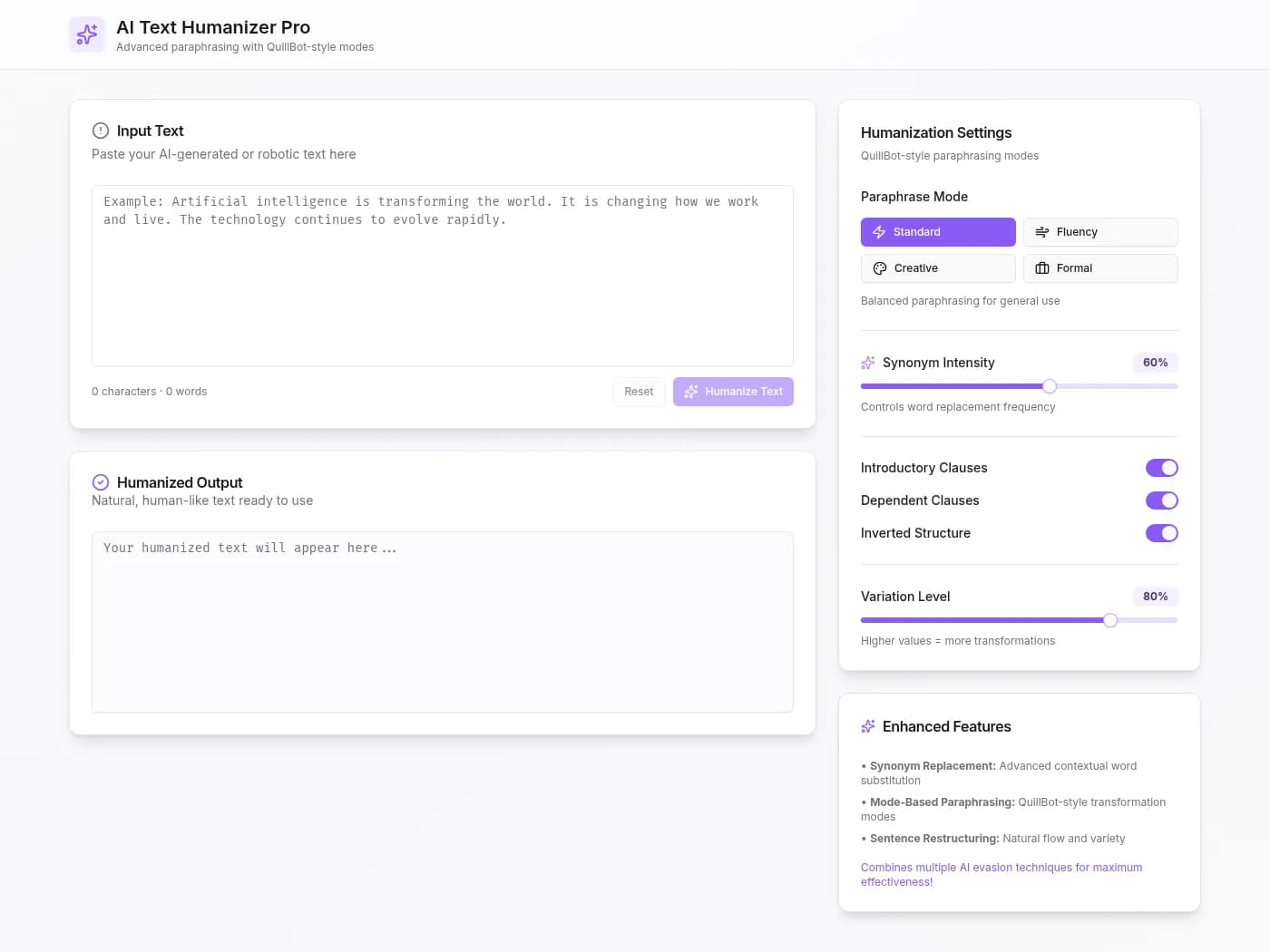 AI Text Humanizer & Detector Evasion Tool
