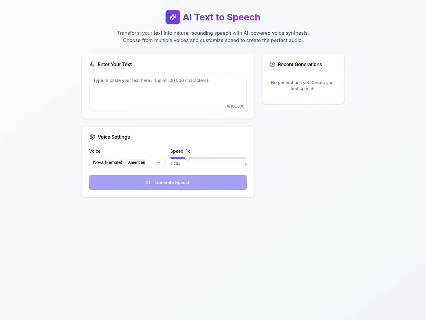 AI Text to Speech Web App
