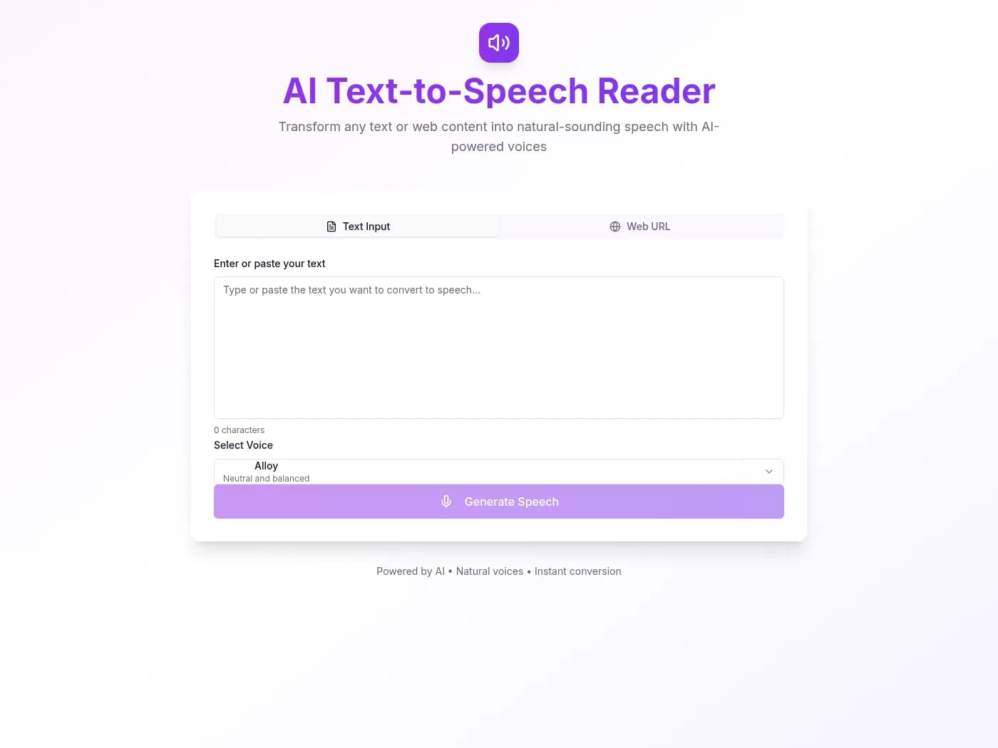 AI Text-to-Speech Web Reader