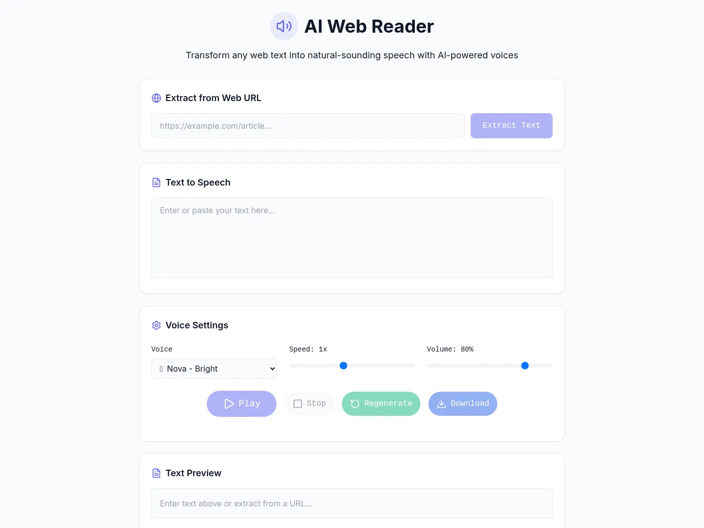 AI Web Text-to-Speech Reader