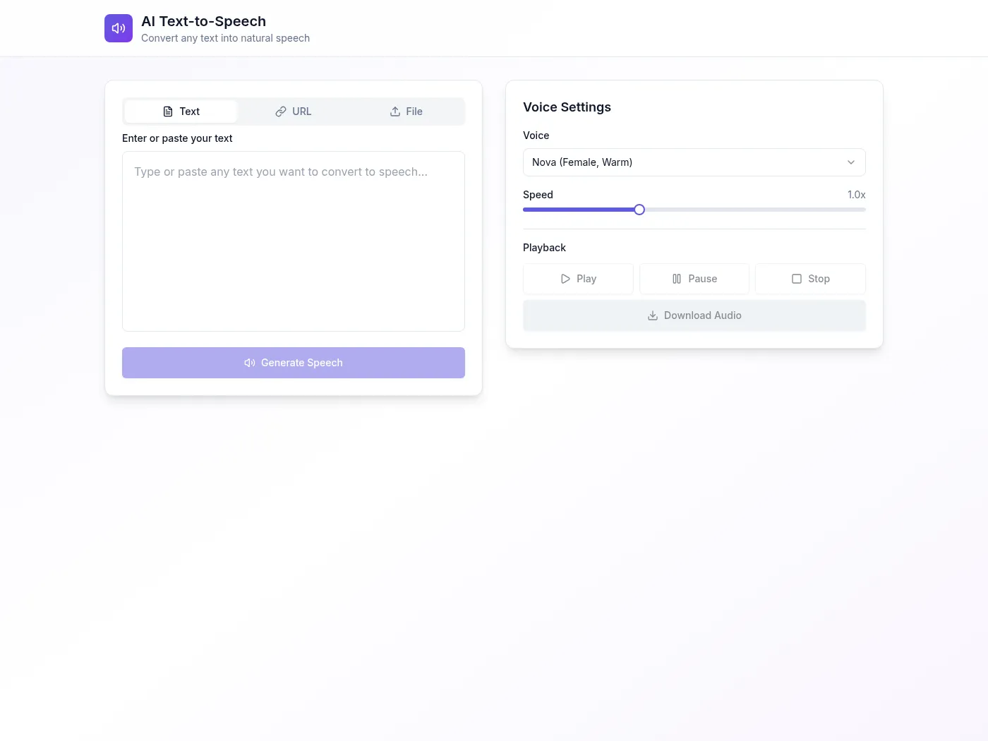 AI Text-to-Speech Web Reader
