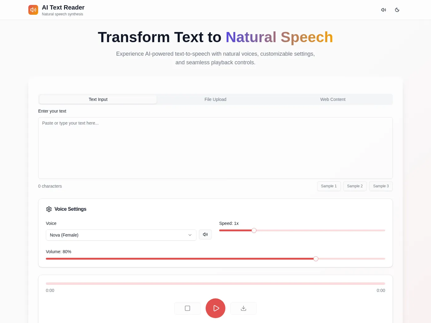 AI Text-to-Speech Web Reader
