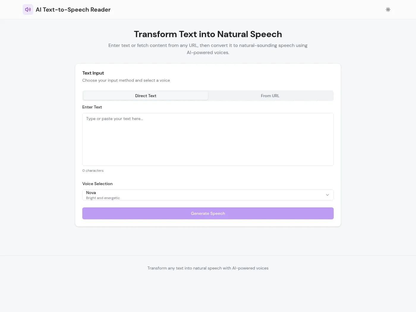 AI Text-to-Speech Web Reader