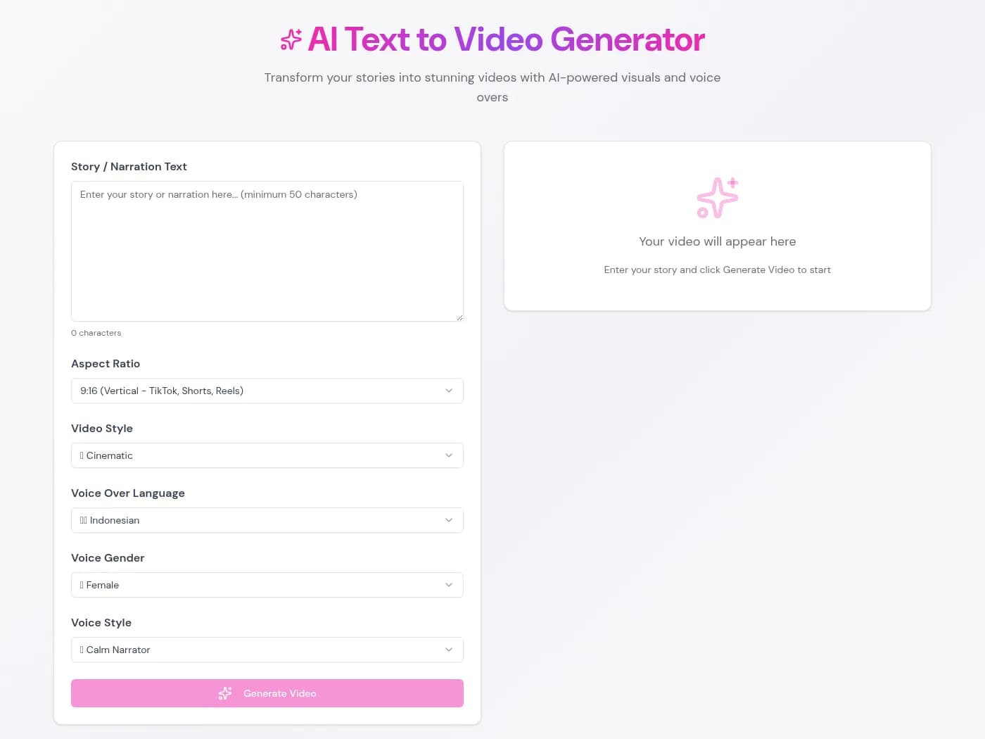 AI Text to Video Generator with Automated Voice Over