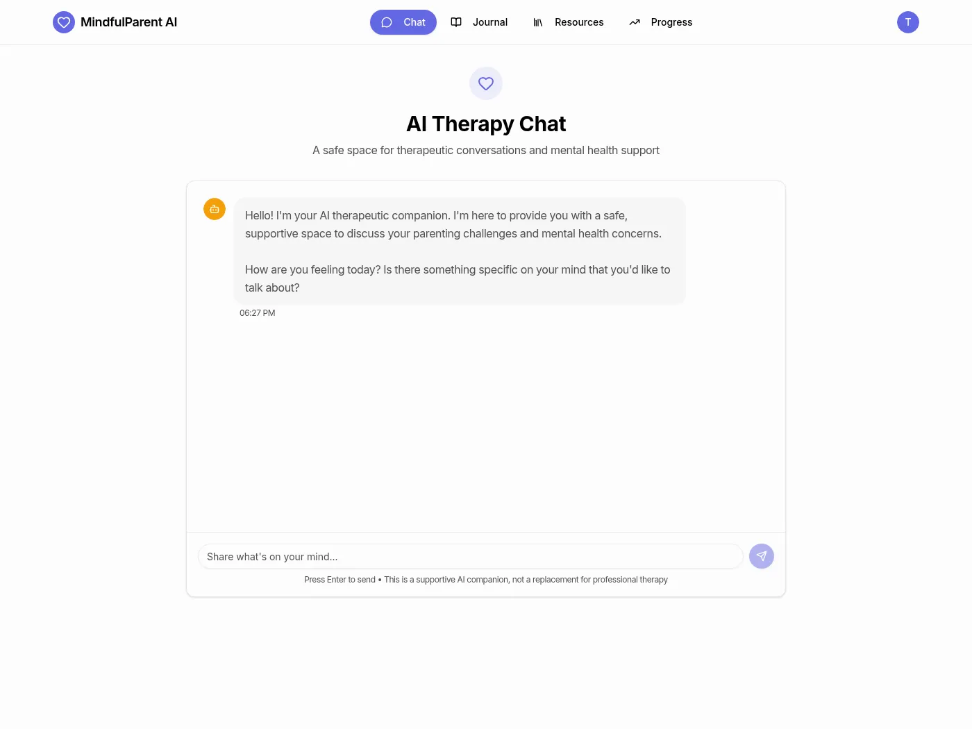 AI Therapist App for Parents