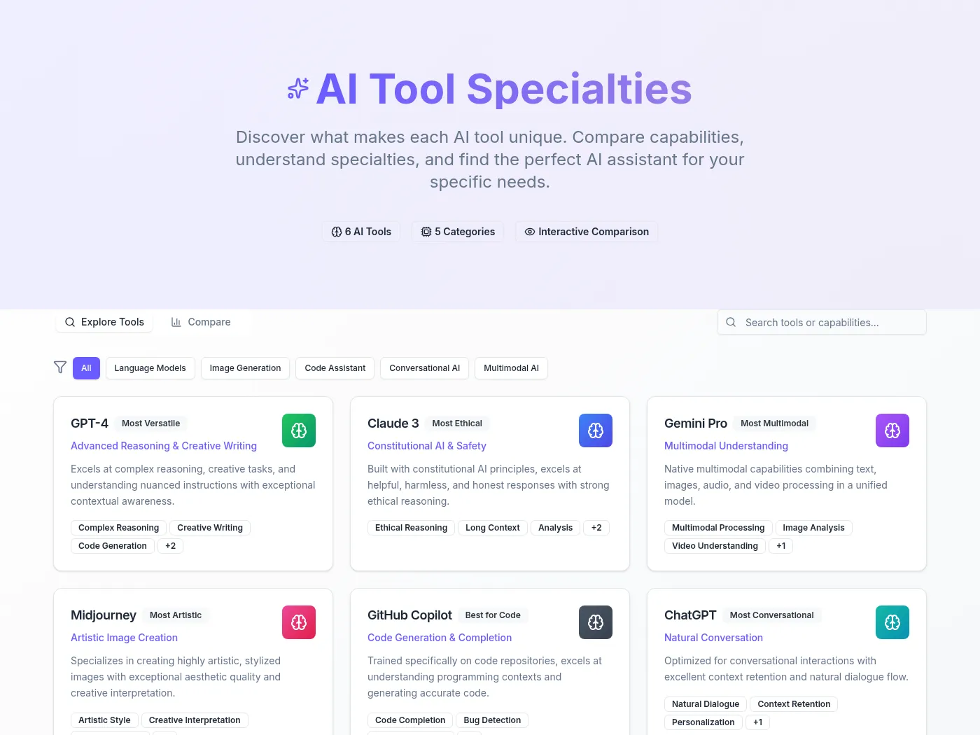 AI Tool Features Explorer