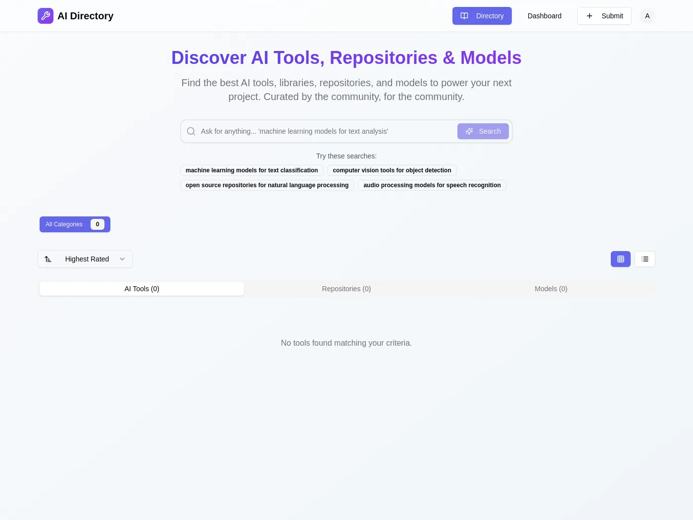 AI Tool & Repository Directory Platform