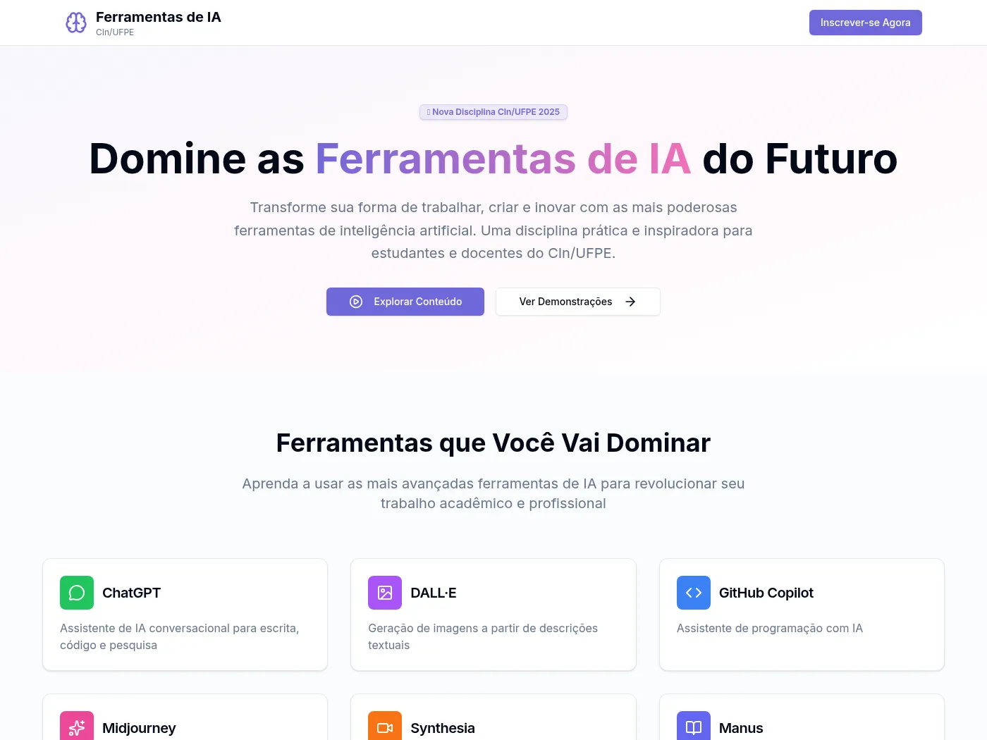 AI Tools at CIn/UFPE: Interactive and Inspiring Educational Site