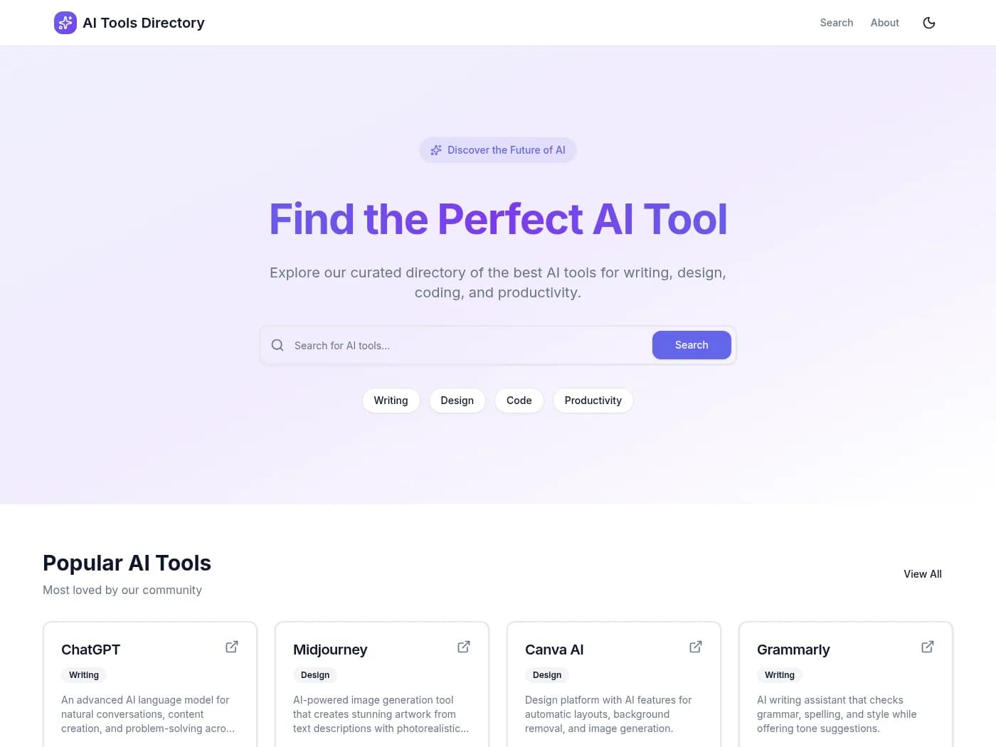 AI Tools Directory – Modern SaaS-Style Web App for Discovering AI Tools