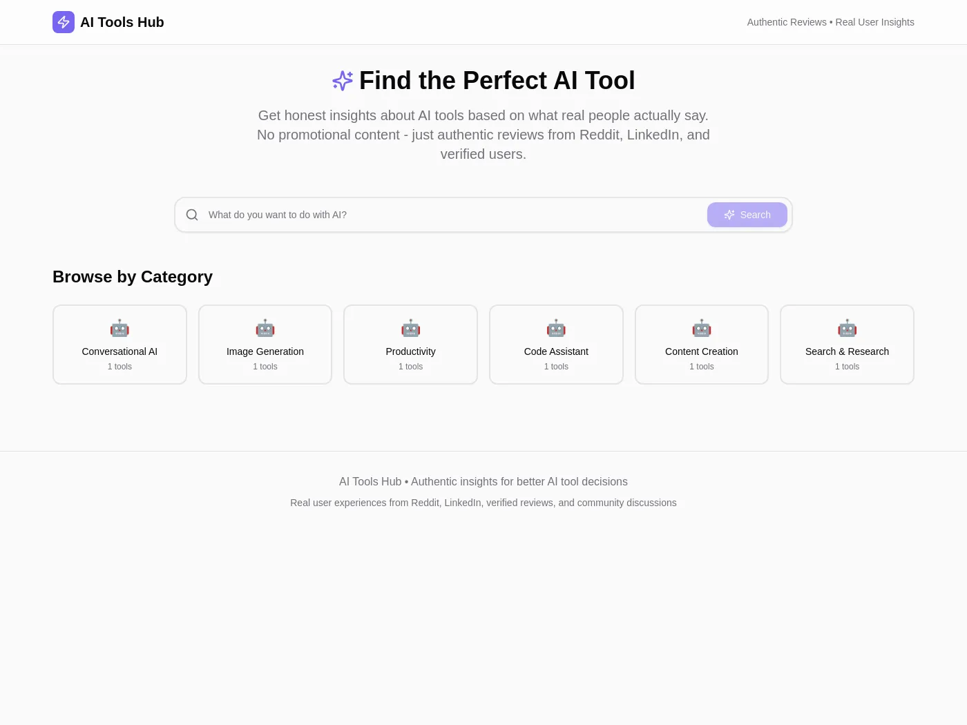AI Tools Review & Rating Platform