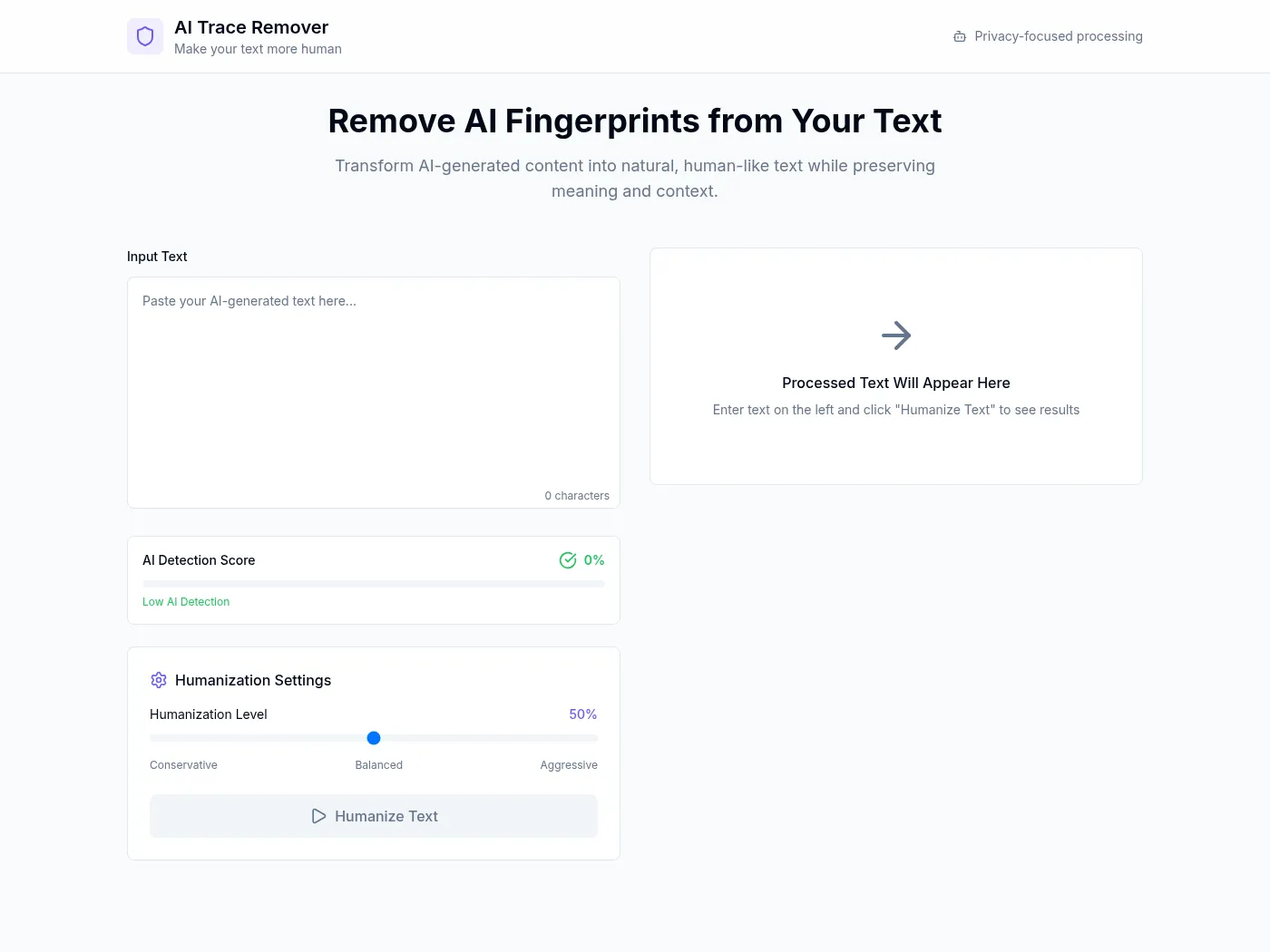AI Trace Remover for Text Messages