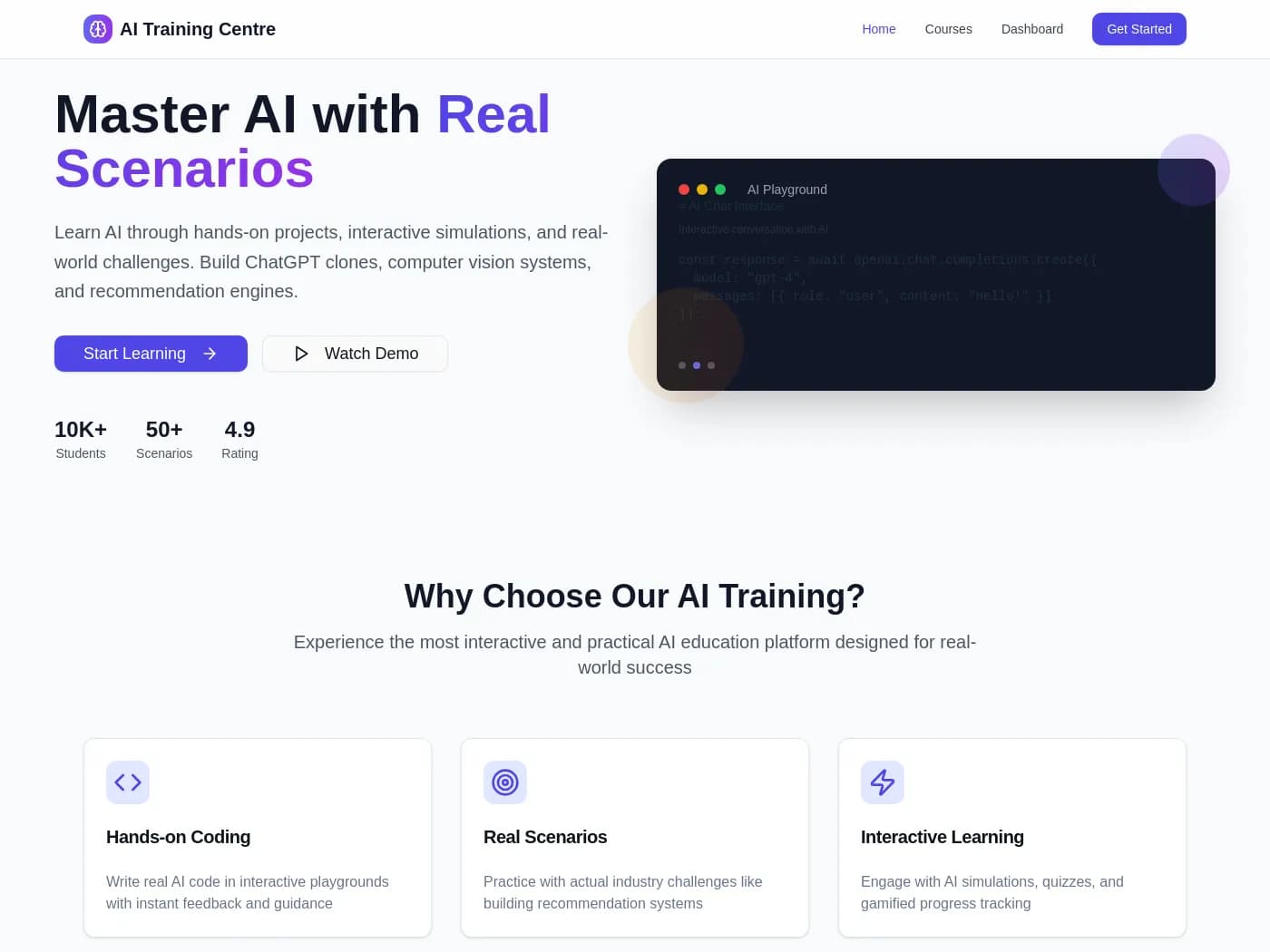 AI Training Centre Web App