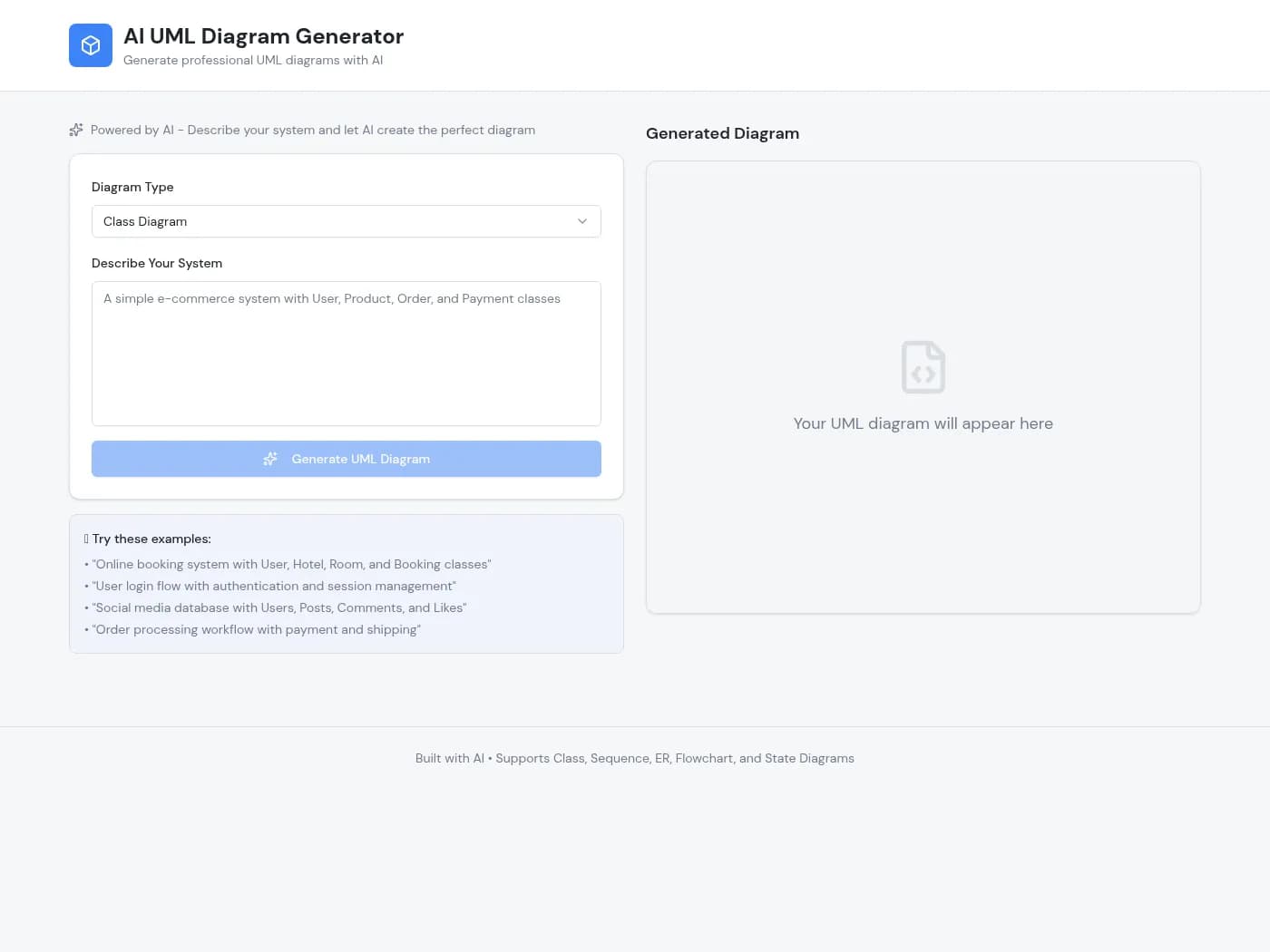 AI UML Diagram Generator for Software Engineering