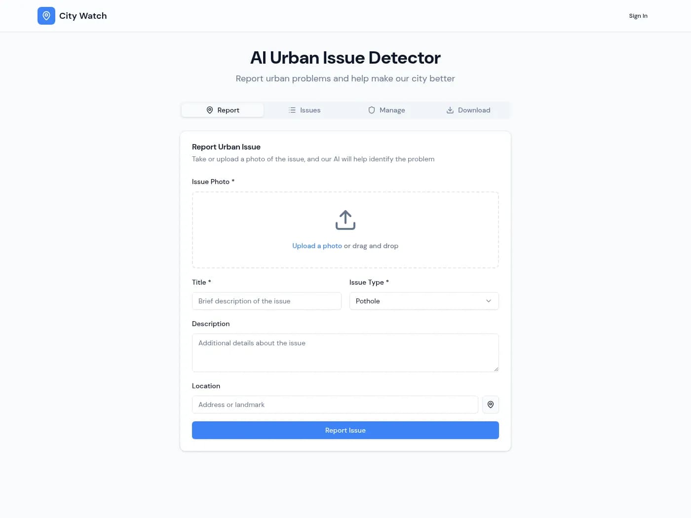 AI Urban Issue Detector