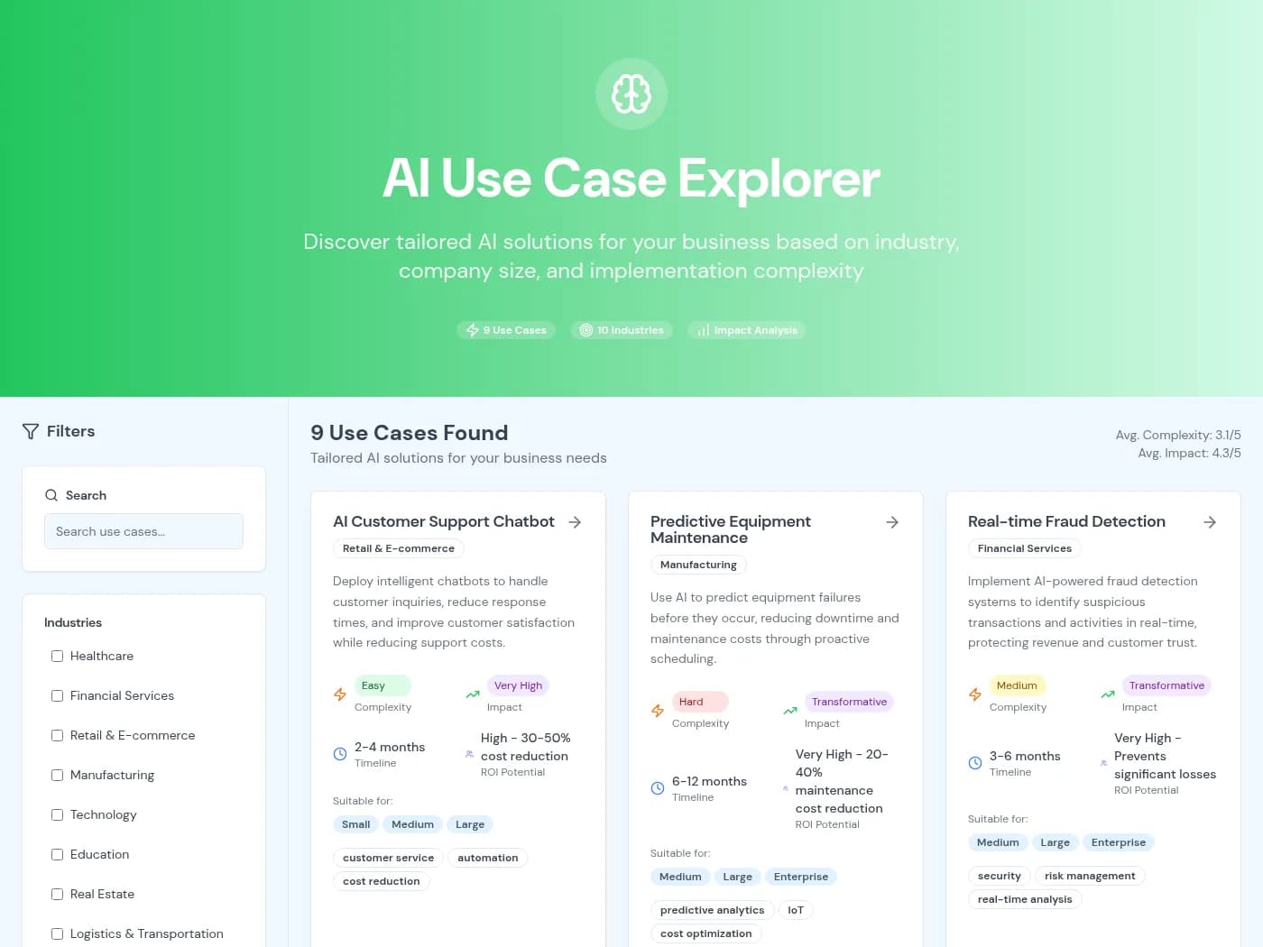 AI Use Case Explorer for Strategic Business Adoption