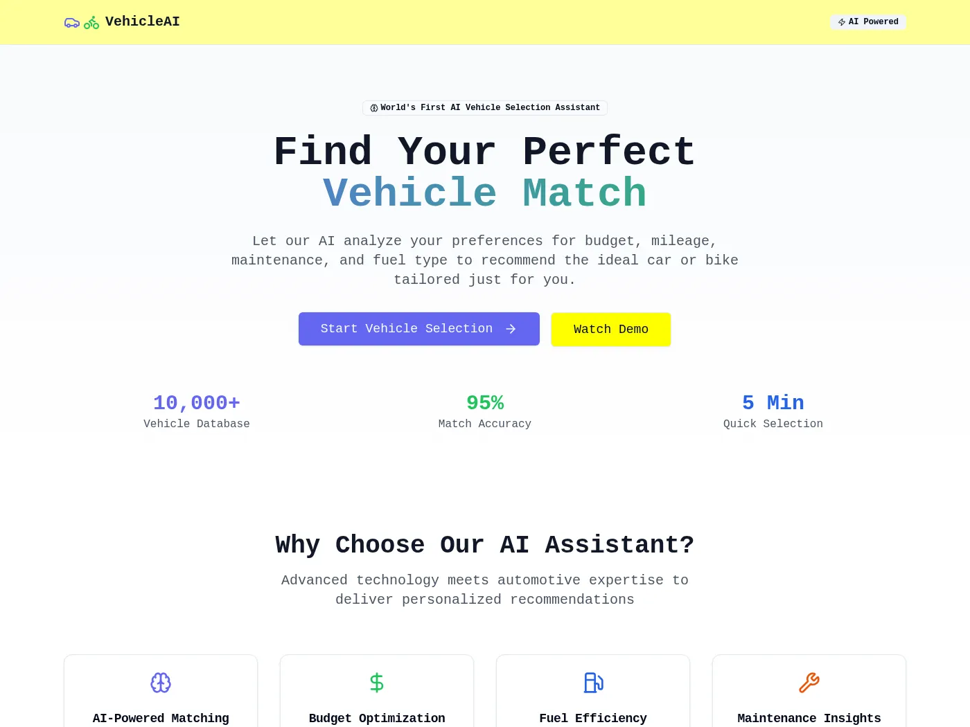 AI Vehicle Selection Assistant
