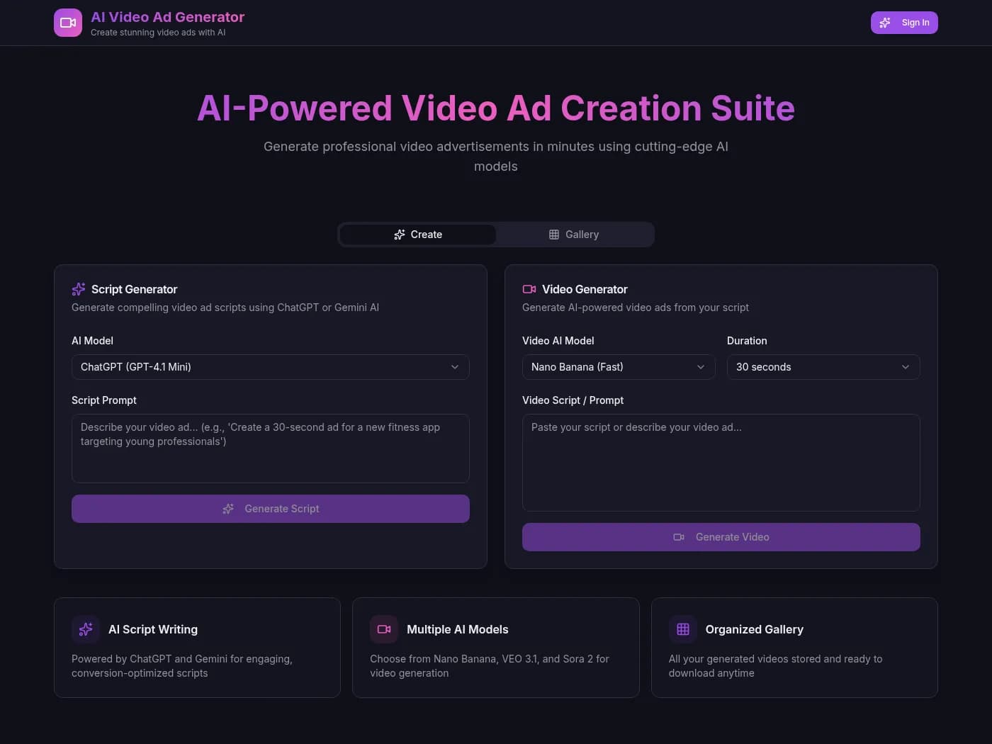 AI Video Ad Generator Suite