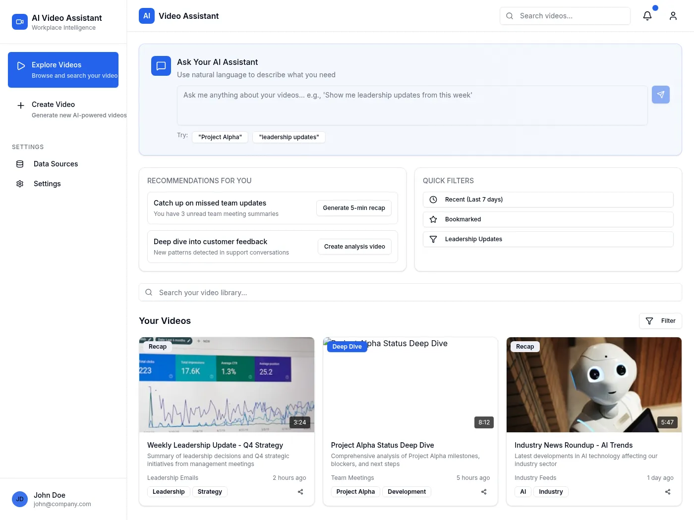AI Video Assistant for Information Workers