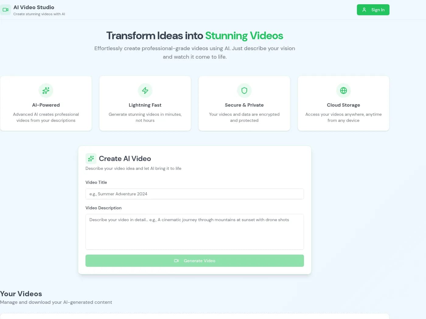 AI Video Generation Platform